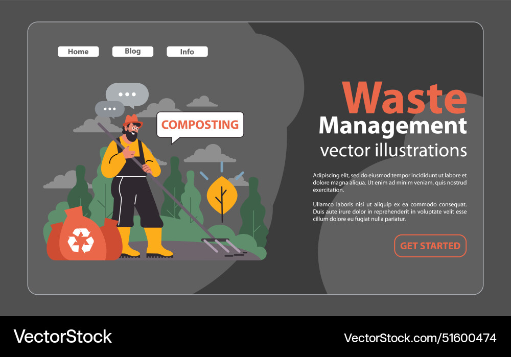 Gardener promotes composting flat Royalty Free Vector Image