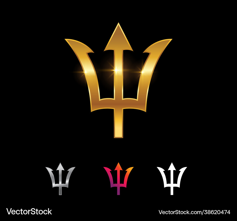 Golden trident sign Royalty Free Vector Image - VectorStock