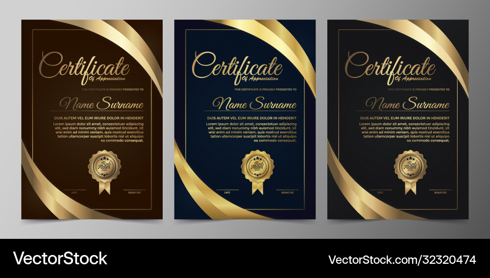 Premium golden black certificate template design Vector Image