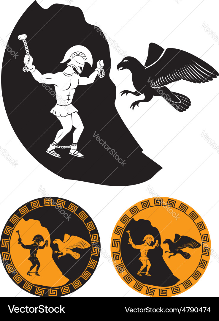 Prometheus and eagle Royalty Free Vector Image