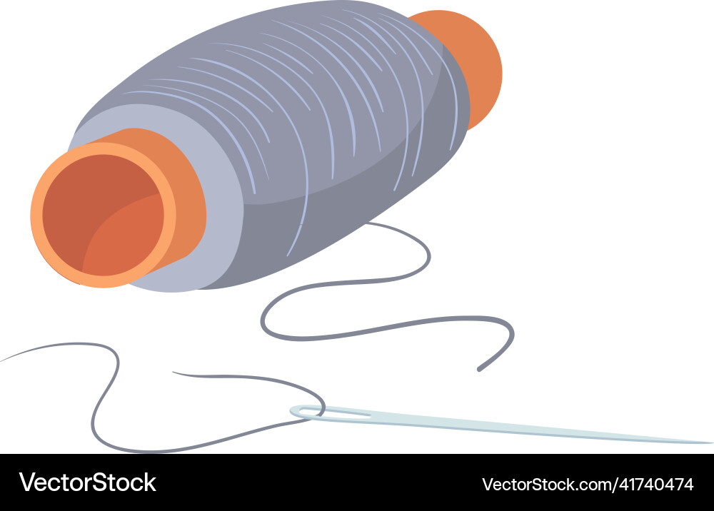 Sewing thread cop with needle needlework cartoon Vector Image