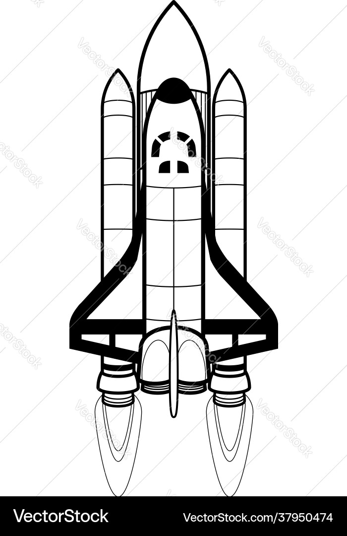 Space Shuttle with Booster Rockets Royalty Free Vector Image