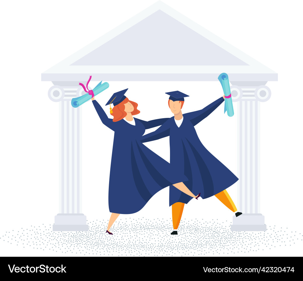 University graduates celebrate graduation Vector Image