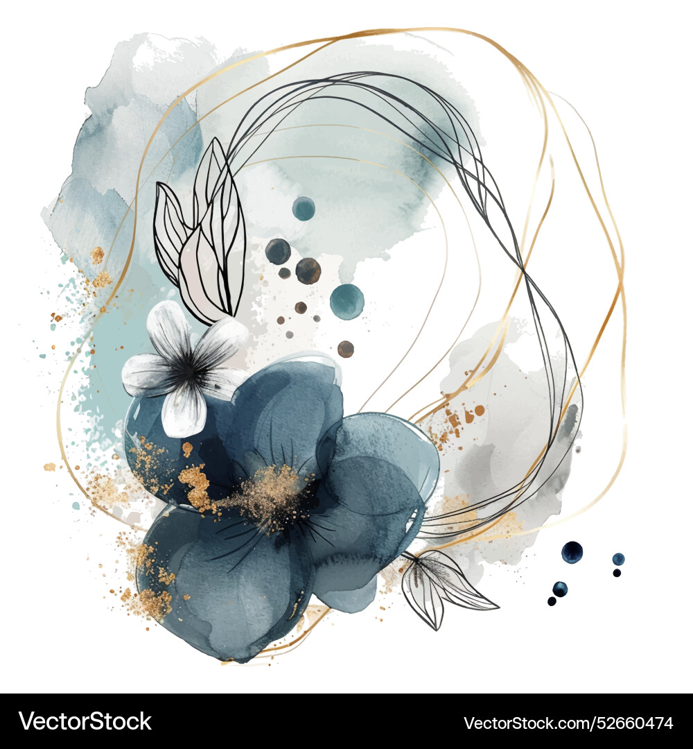 Watercolor floral spotty minimalist pattern Vector Image