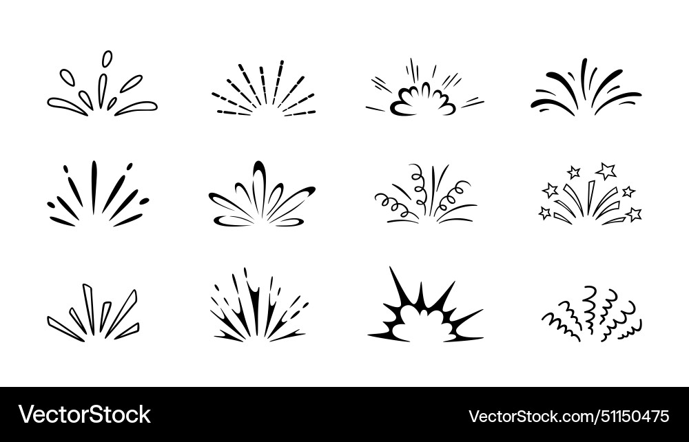 Cartoon spark effects isolated energy bursts set Vector Image