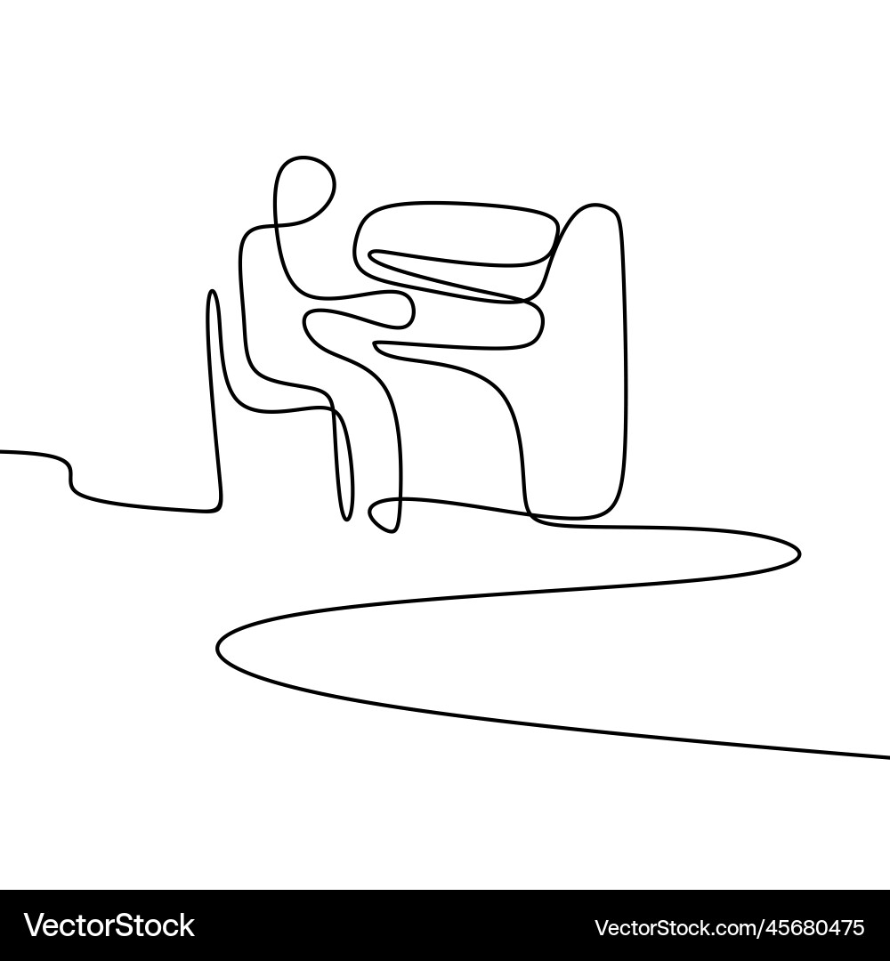 Continuous drawing line playing the piano Vector Image