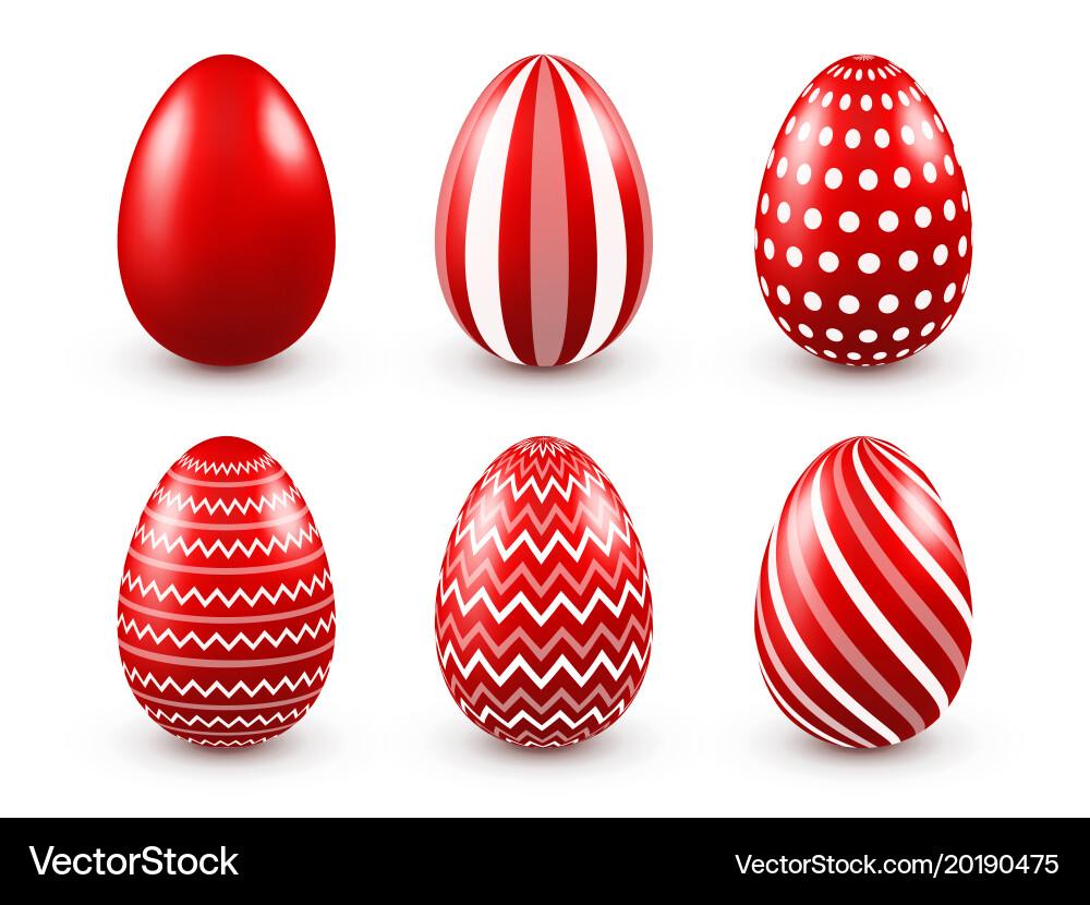 Easter eggs red set spring holidays in april Vector Image