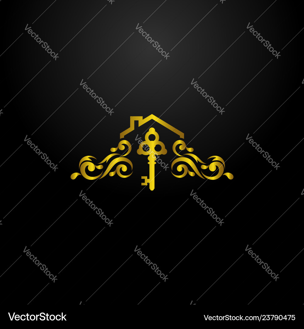Elegant Real Estate Key Logo Royalty Free Vector Image