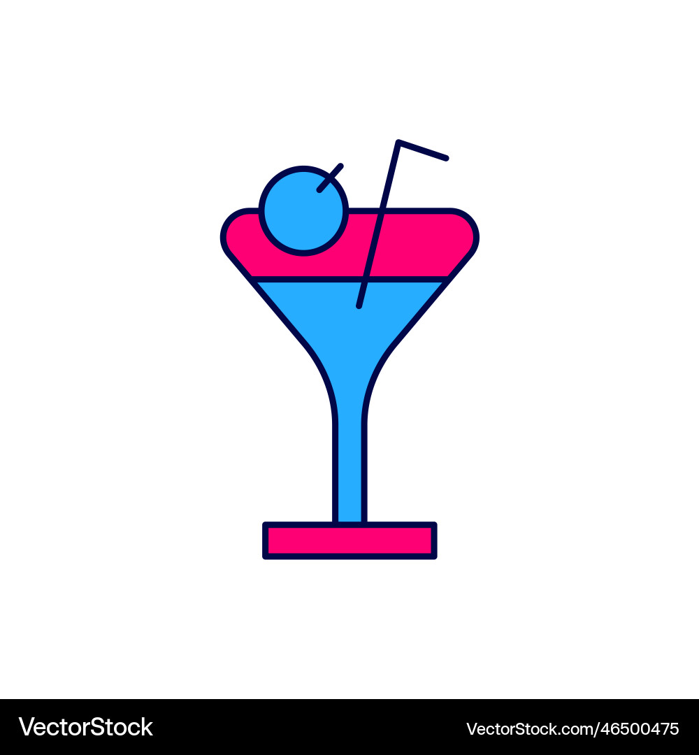 Filled outline martini glass icon isolated Vector Image