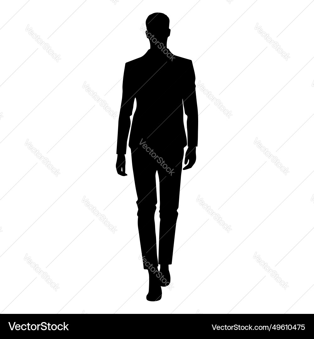 Front view of a man walking silhouette Royalty Free Vector