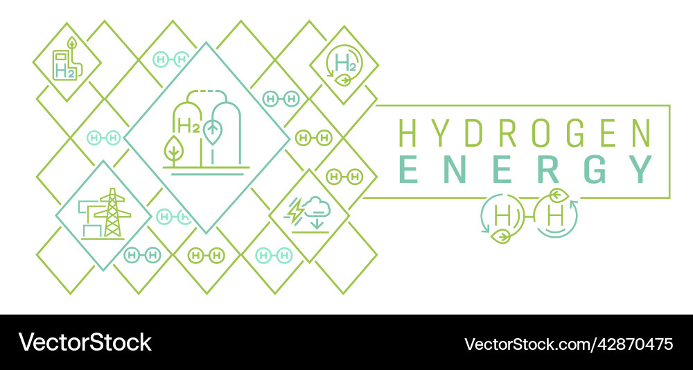 Green hydrogen energy production horizontal Vector Image