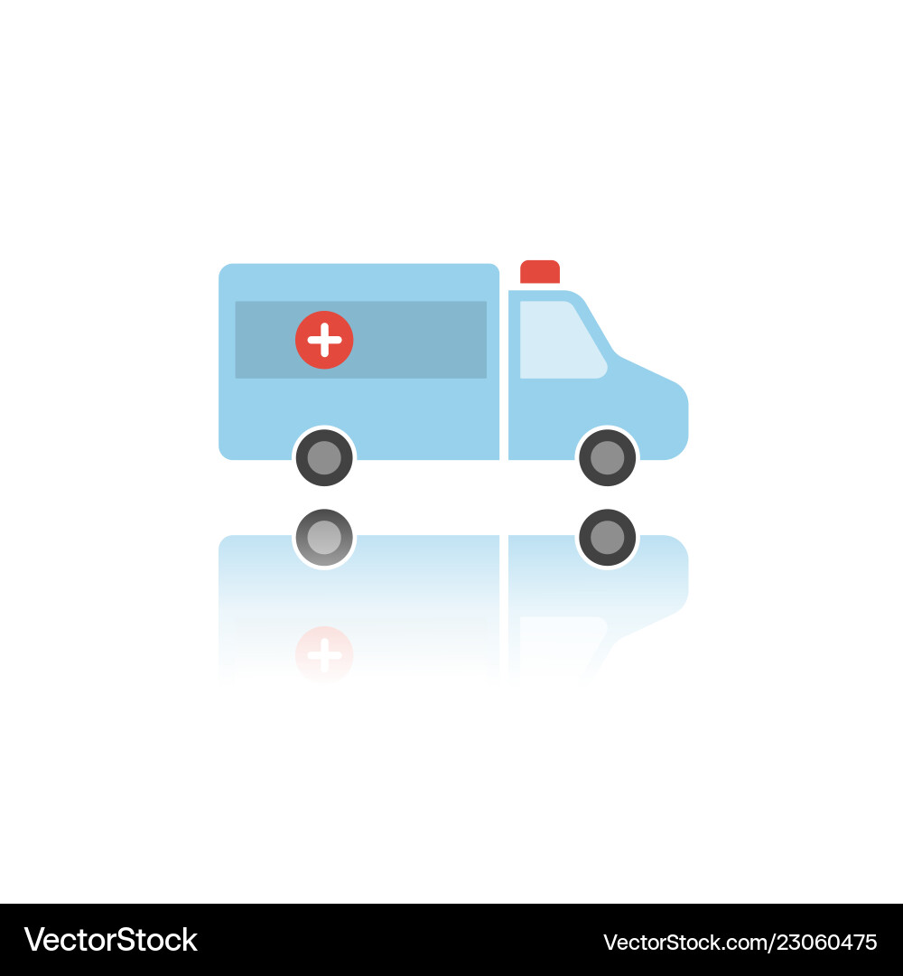 Isolated ambulance color icon with reflection Vector Image