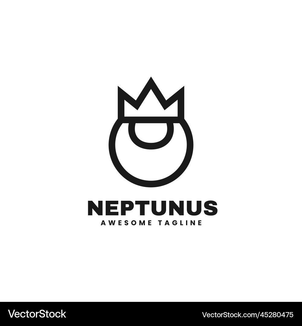 Logo neptune line art style Royalty Free Vector Image