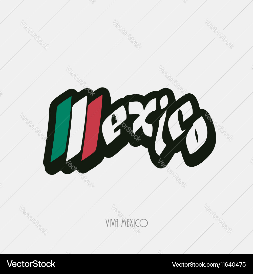 Mexico script hand lettering Royalty Free Vector Image