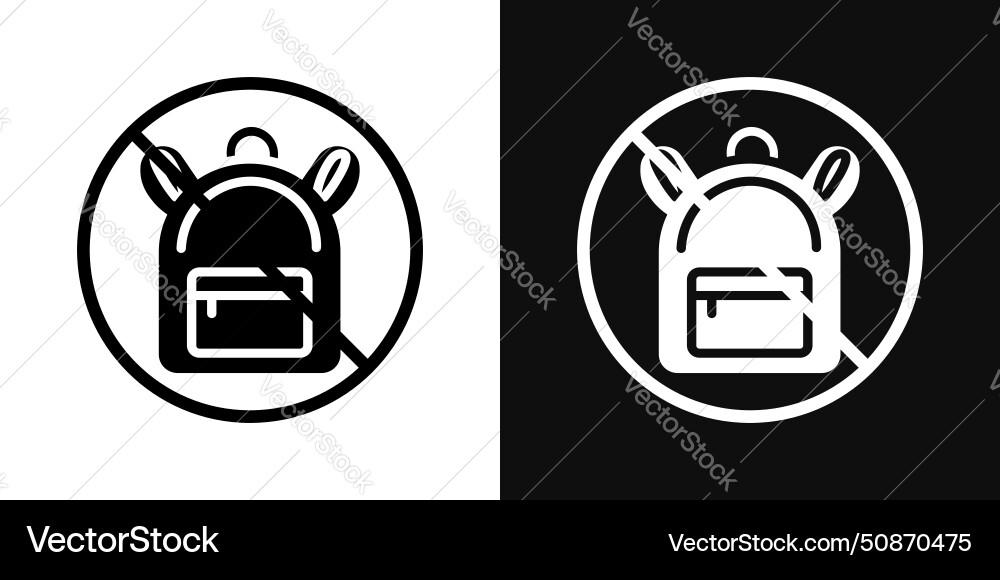 No backpacks allowed sign icon set prohibition Vector Image