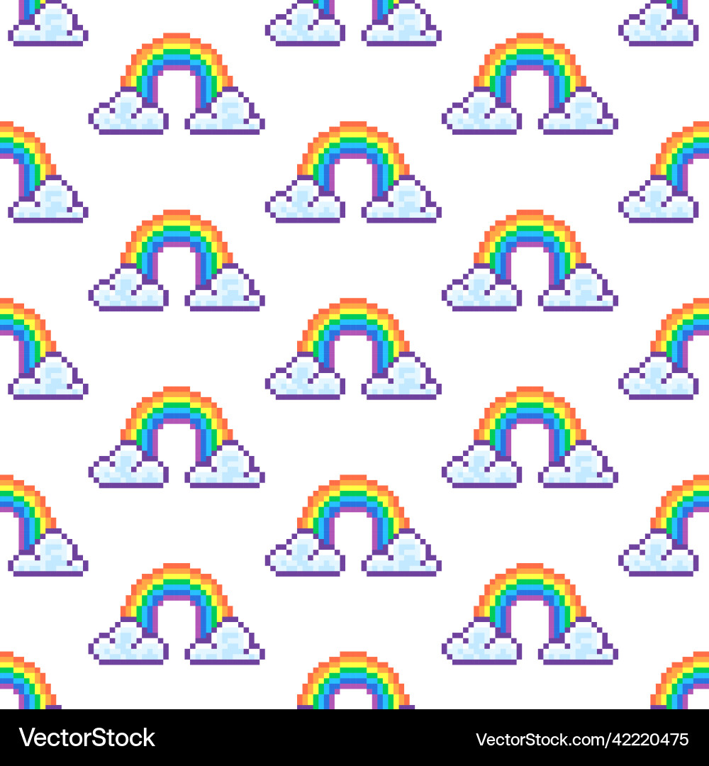 Pattern of cartoon drawing a rainbow Royalty Free Vector