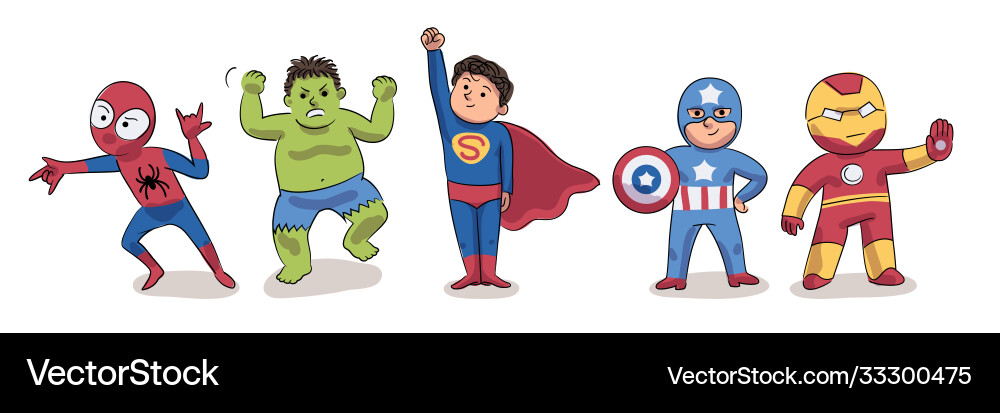 Superhero Kids Costumes Royalty Free Vector Image