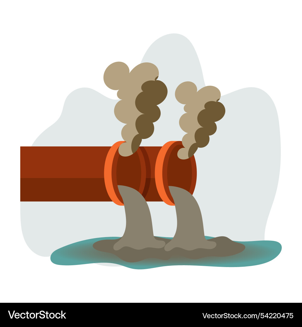 Toxic wastewater pipes in flat design water Vector Image