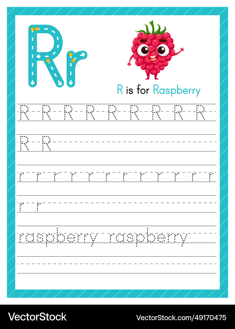 Trace letter r uppercase and lowercase alphabet Vector Image