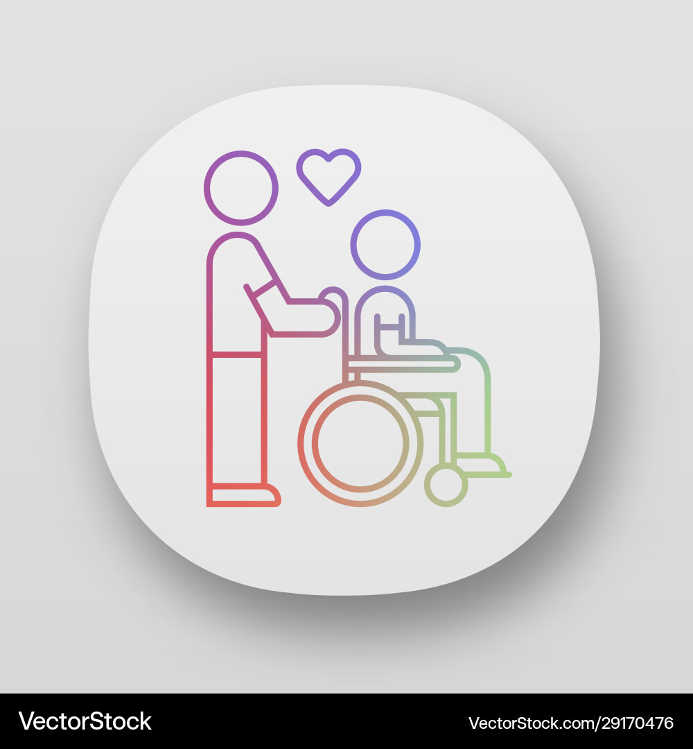 Disabled people help app icon volunteer Royalty Free Vector