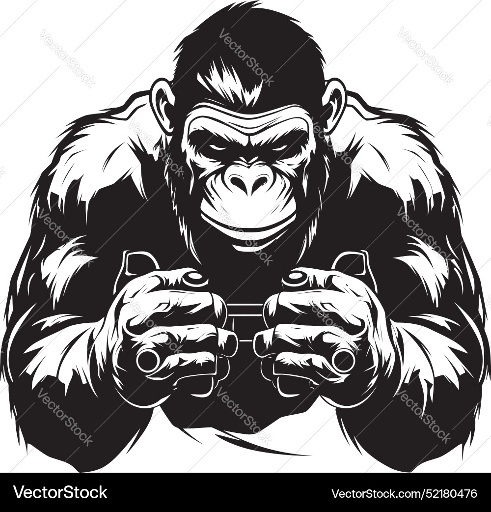 Gaming gorilla grip primate powerplay emblem Vector Image