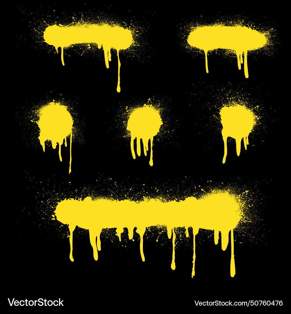 Ink blots yellow stains set Royalty Free Vector Image