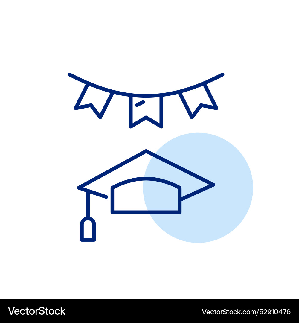 Mortar board with tassel and flags graduation Vector Image