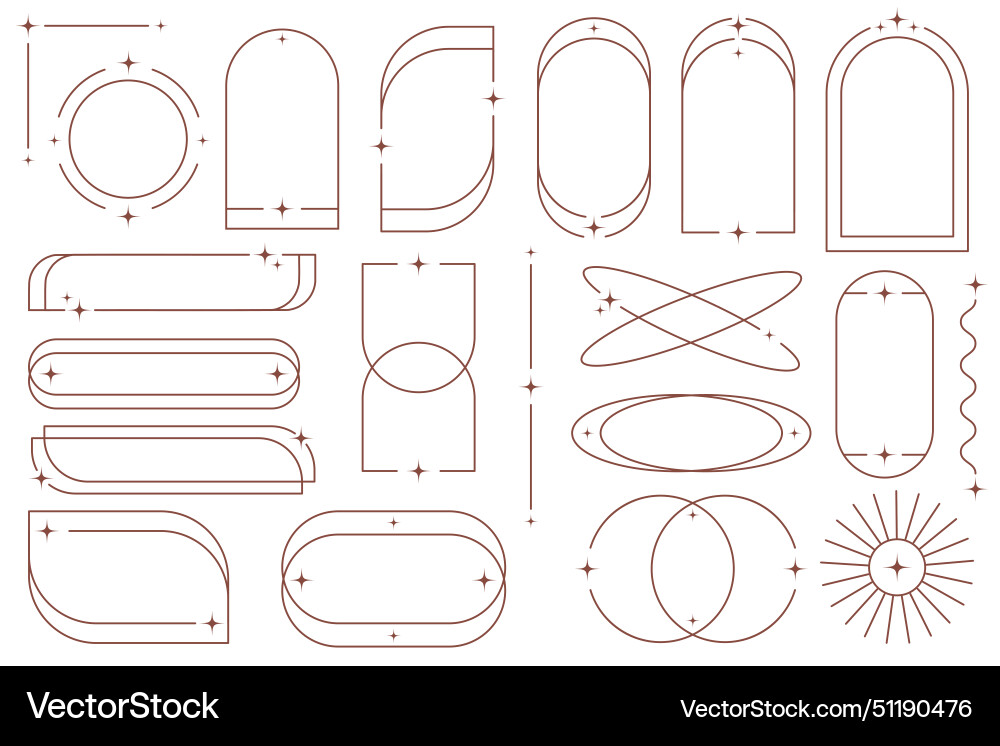 Outline frames with stars aesthetic border Vector Image