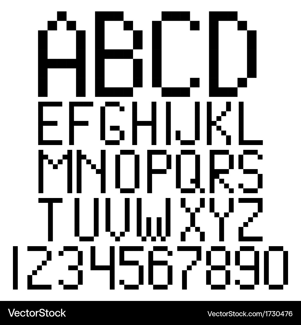 Pixel alphabet Royalty Free Vector Image - VectorStock