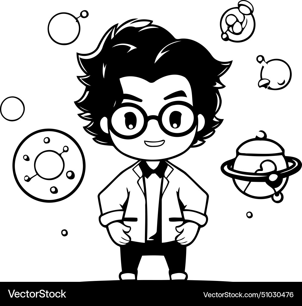Scientist boy cartoon character in a flat style Vector Image