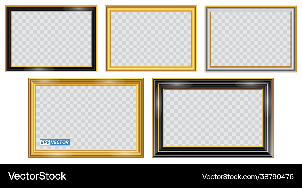 Set realistic gold frame template Royalty Free Vector Image