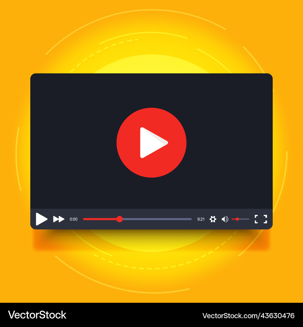 Video player frame on orange background Royalty Free Vector