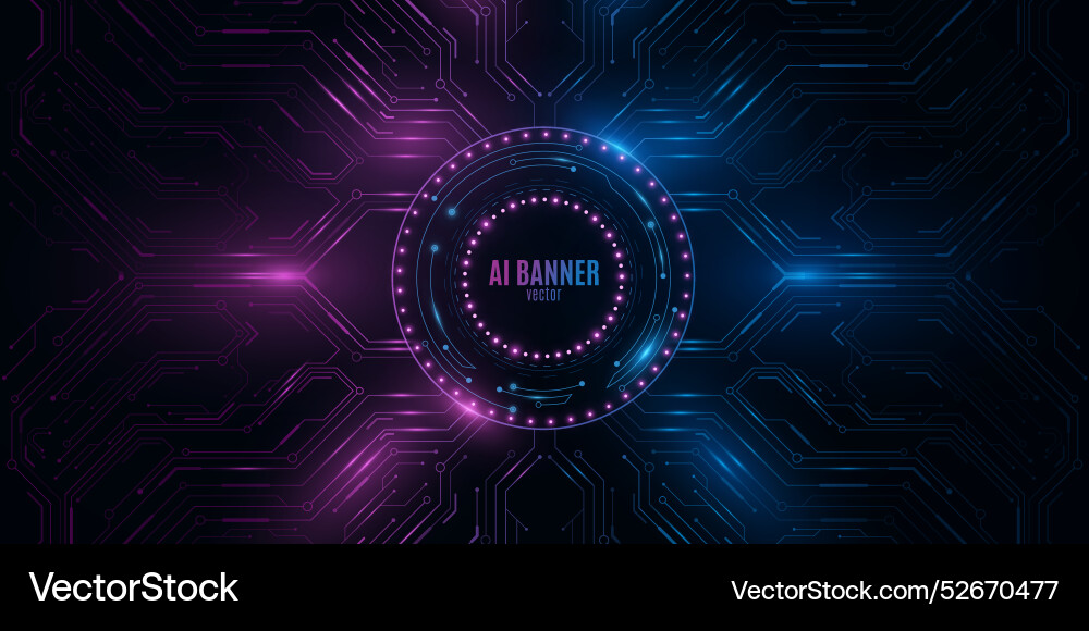 Ai banner design with glowing sci-fi hud round Vector Image