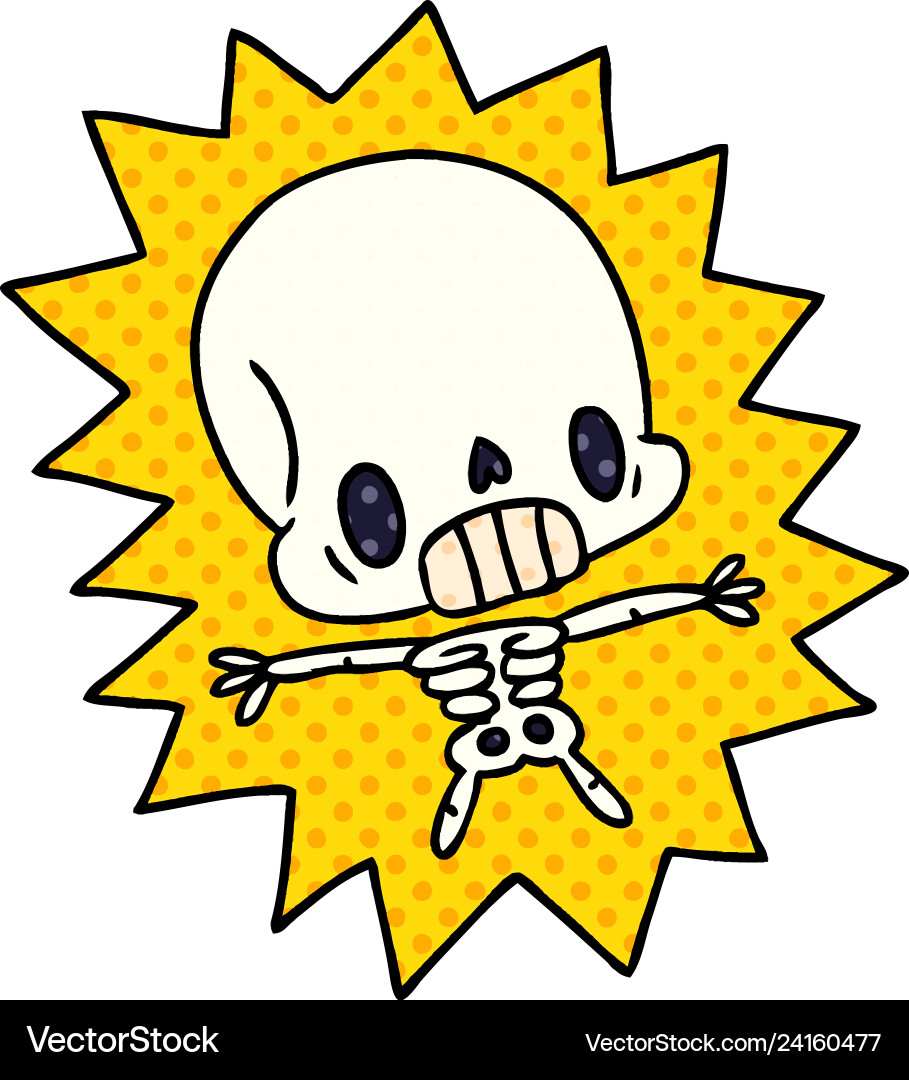 Cartoon kawaii electrocuted skeleton Royalty Free Vector
