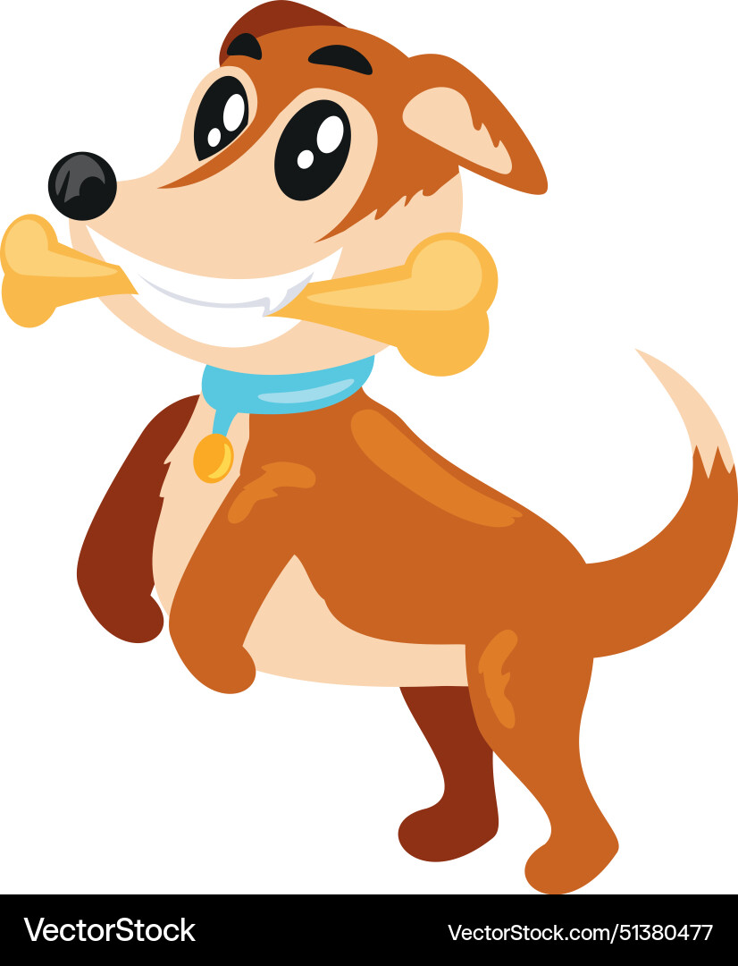 Dog playing with bone cartoon Royalty Free Vector Image