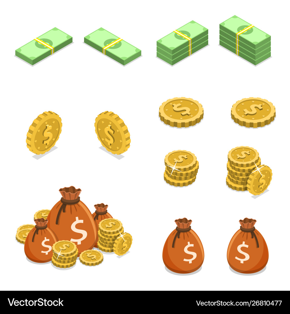 Isometric flat concept money Royalty Free Vector Image