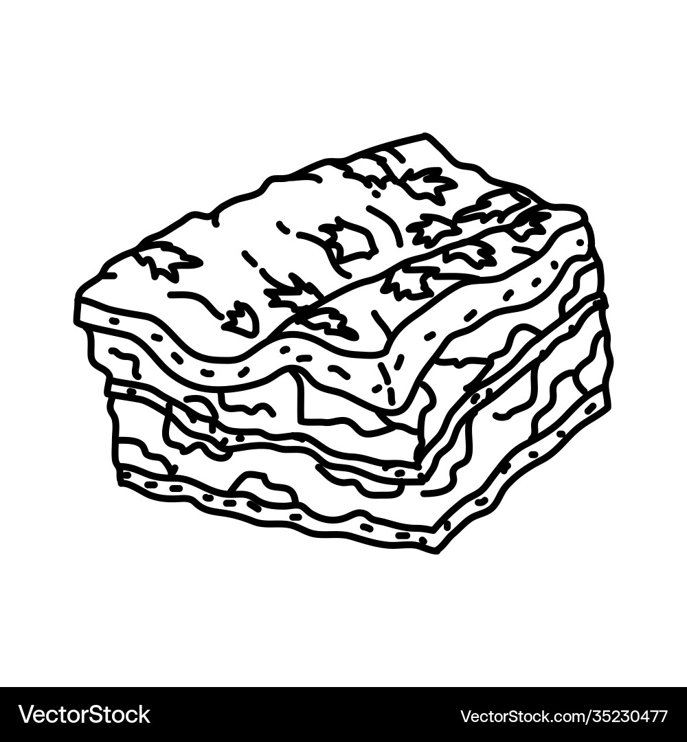 Lasagna bolognese icon doodle hand drawn Vector Image