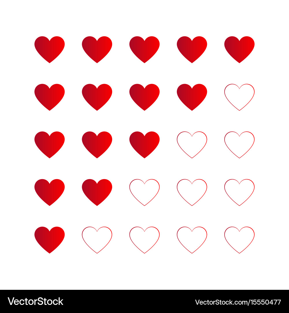 Red Heart Rating Icon - Collection Royalty Free Vector Image