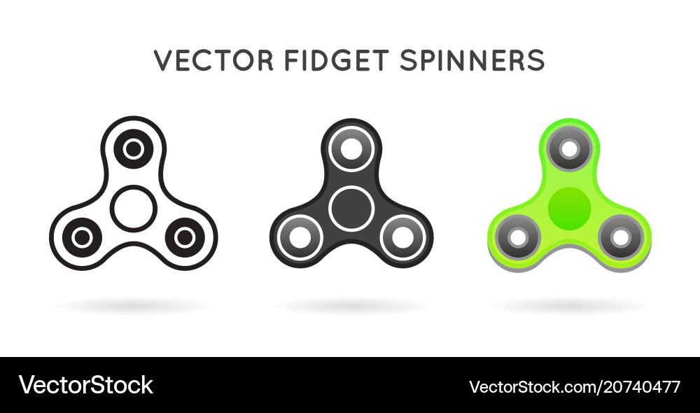 Set 3 hand fidget spinners isolated Royalty Free Vector
