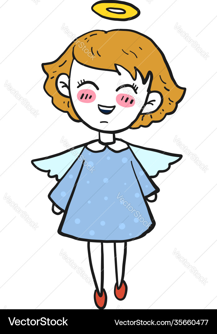 Smiling angel on white background – Royalty-Free Vector | VectorStock
