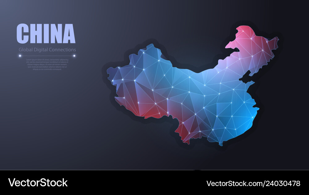 Abstract map of china wire frame 3d mesh Vector Image