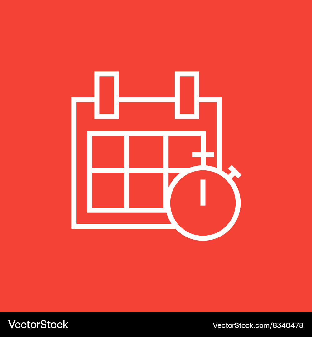 Calendar and stopwatch line icon Royalty Free Vector Image