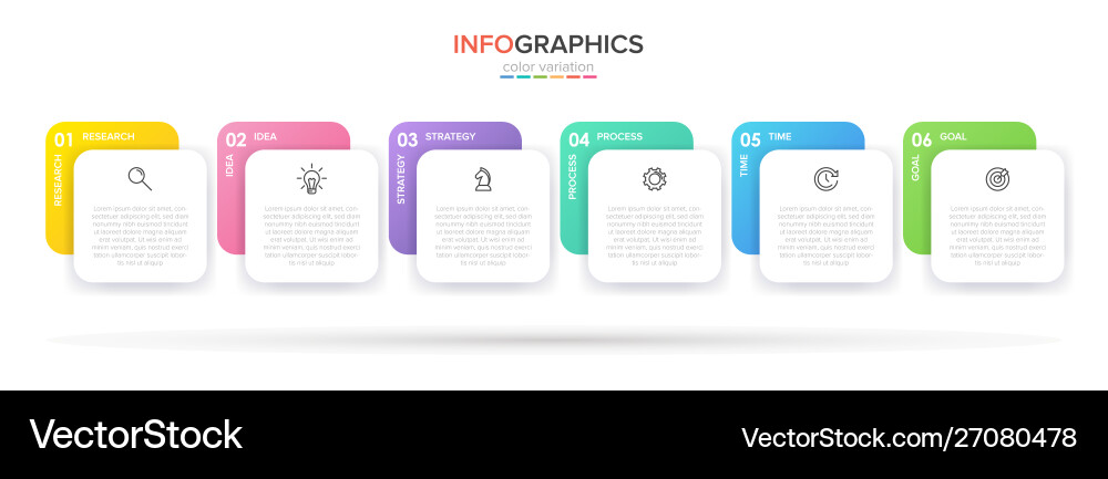 Concept arrow business model with 6 successive Vector Image