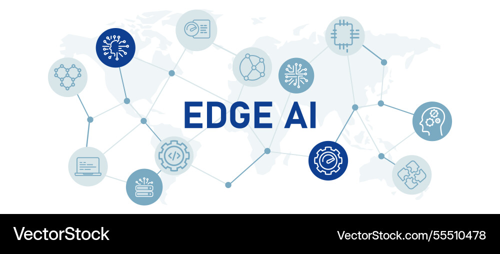 Edge ai icon set mit Echtzeit Lizenzfreies Vektorbild