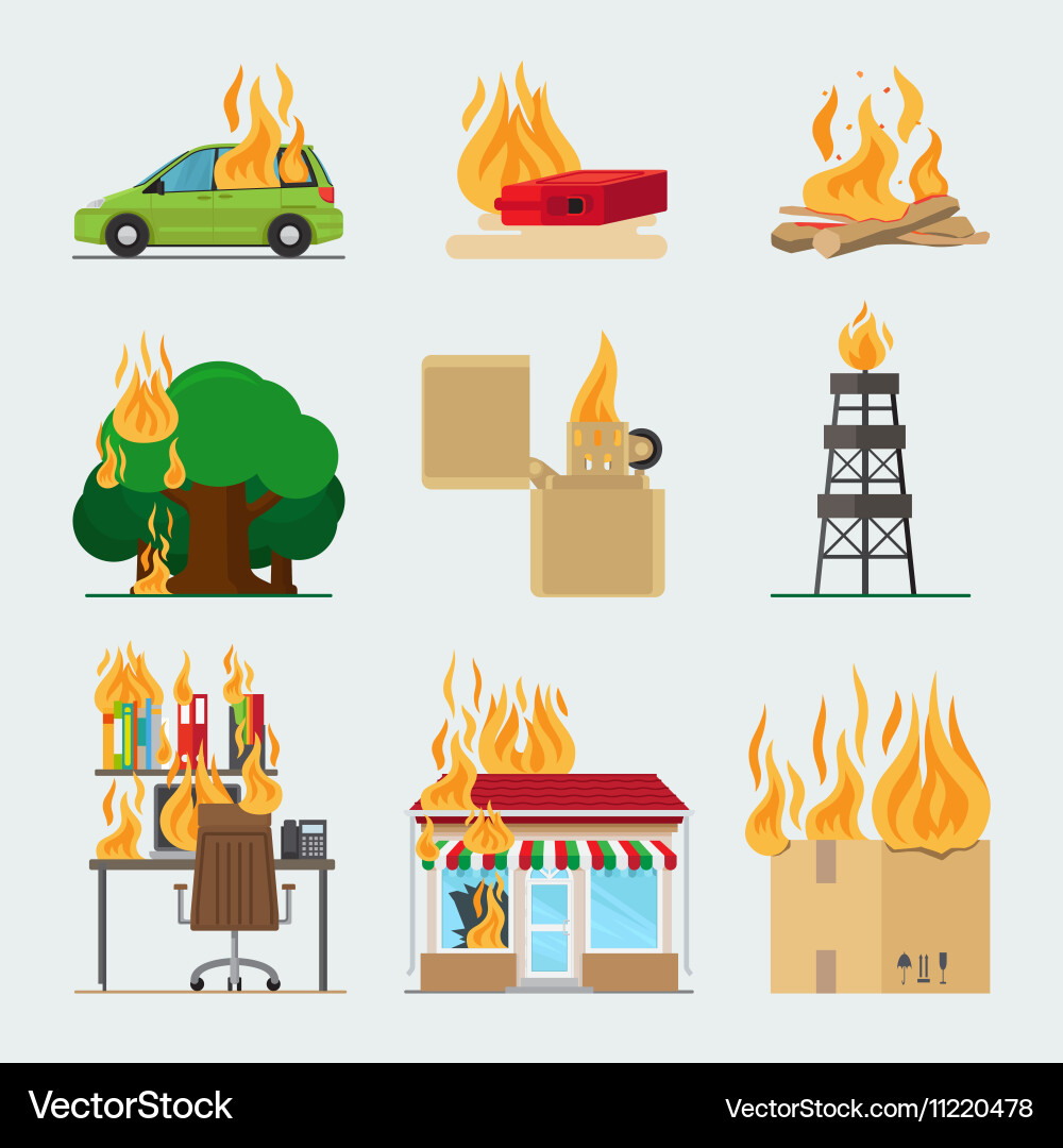 Fire risk icons Royalty Free Vector Image - VectorStock