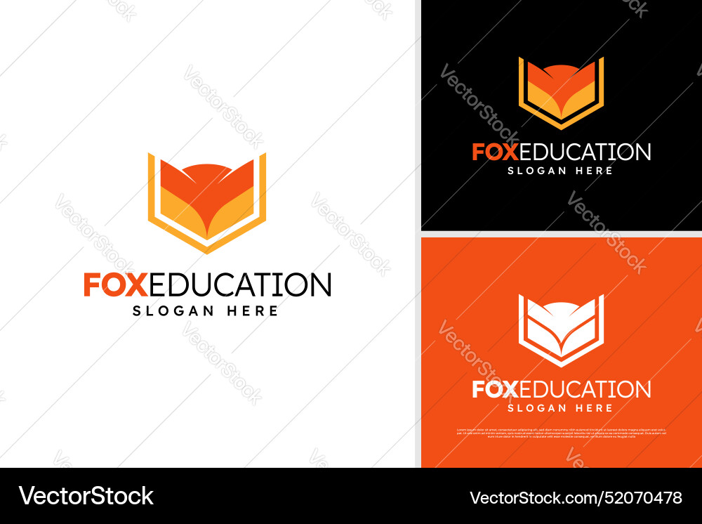 Fox head book logo design concept creative Vector Image