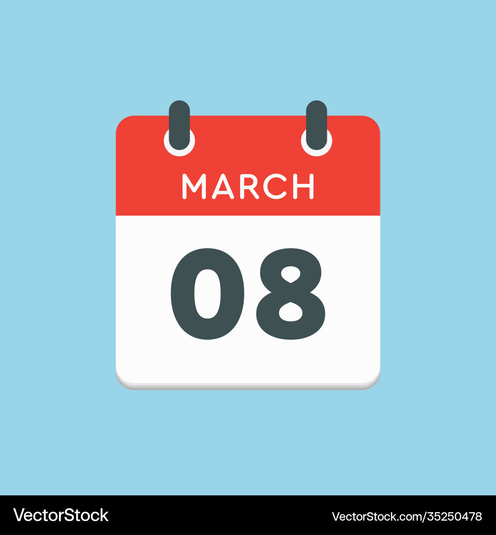 Icon day date 8 march template calendar page Vector Image