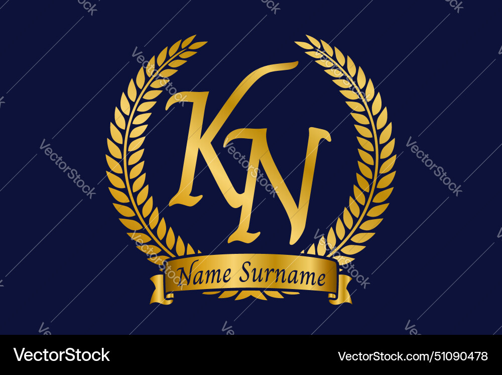 Initial letter k and n kn monogram logo design Vector Image