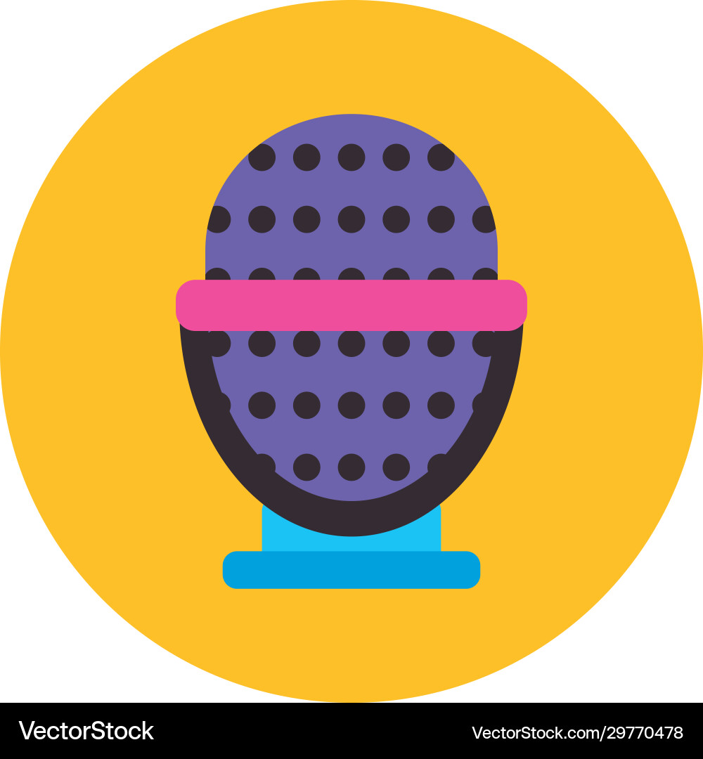 Isolated retro music microphone flat block style Vector Image