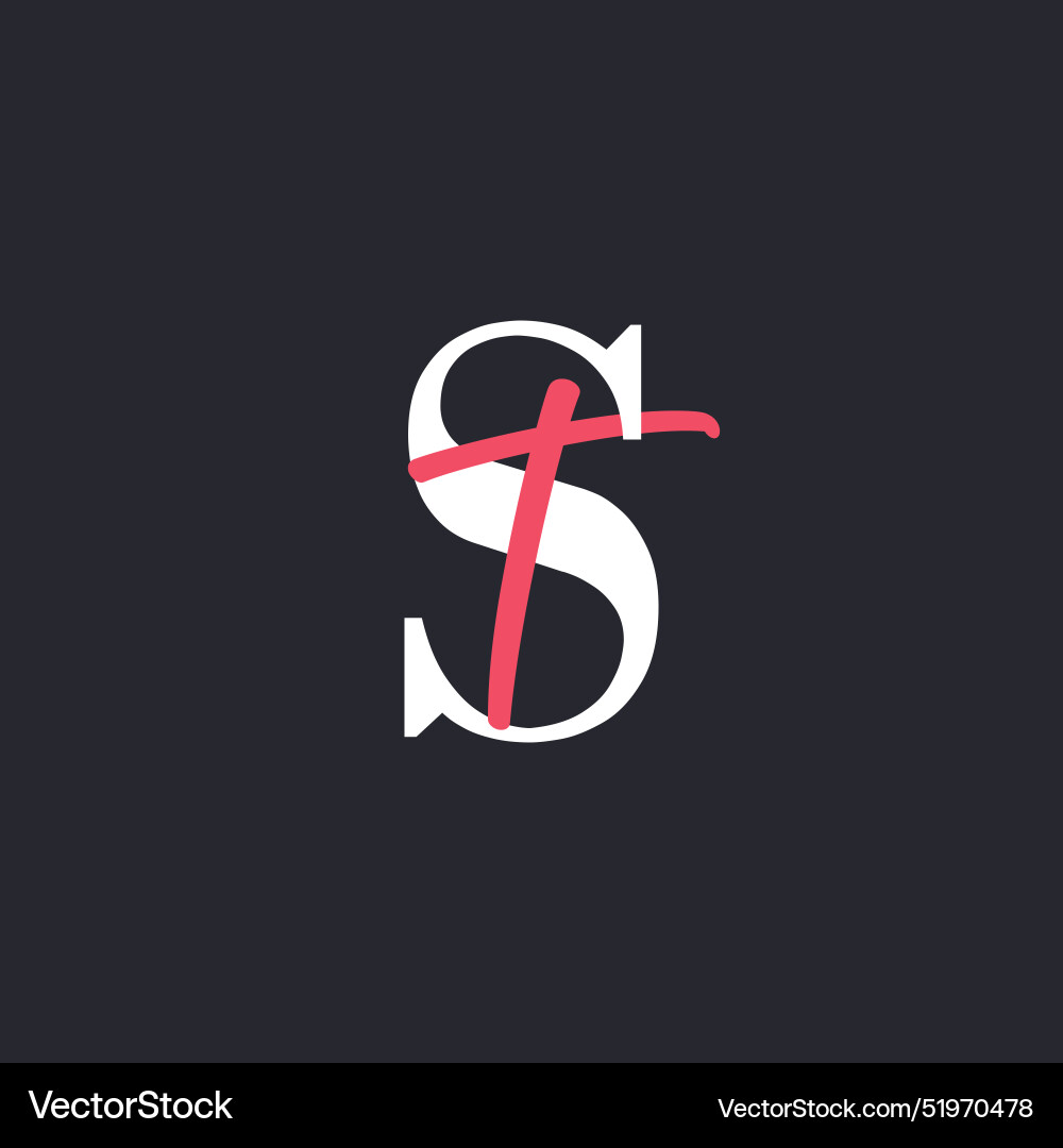 Letter st logo perfectly blended initials Vector Image